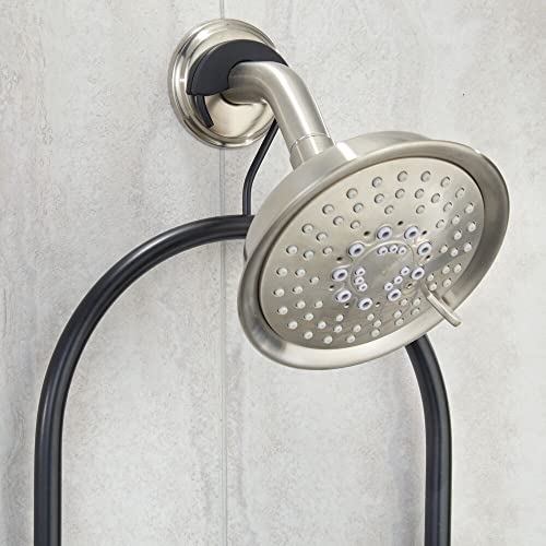 mDesign Modern Metal Wire Bathroom Tub & Shower Caddy, Hanging Storage Organizer Center - 2 Wash Cloth/Razor Hooks, 3 Baskets - for Bathroom Shower Stalls, Bathtubs, Rust Resistant Steel - Matte Black