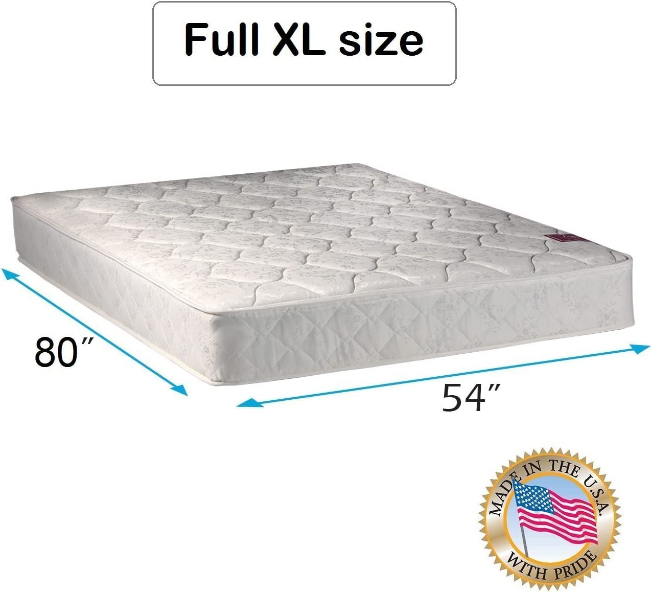 Dream Solutions USA Legacy One-Sided None Flip Full Extra Long Size Mattress Only with Mattress Cover Protector Included - Fully Assembled, Good for Your Back, Orthopedic