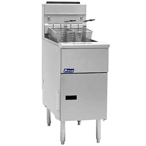 Natural Gas Pitco SG14-S 40 - 50 lb. Stainless Steel Floor Fryer - 4 Tubes, 110,000 BTU
