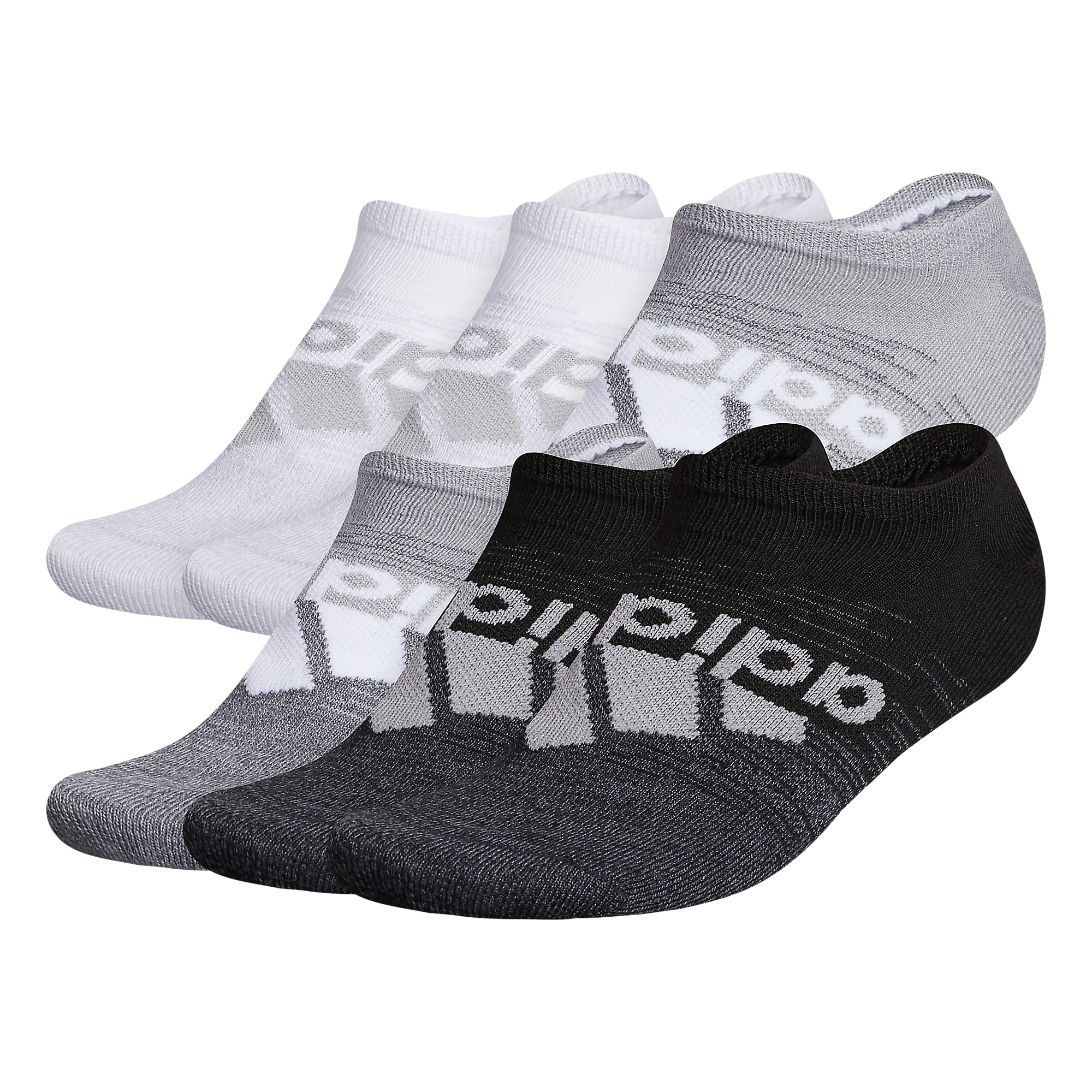 adidas Womens Superlite Badge of Sport (6-pair) No Show Sock, White/Grey/Clear Mint, Medium US