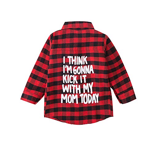 Toddler Baby Boy Girl Plaid Shirt Long Sleeve Button Down Red Flannel Tops Clothes