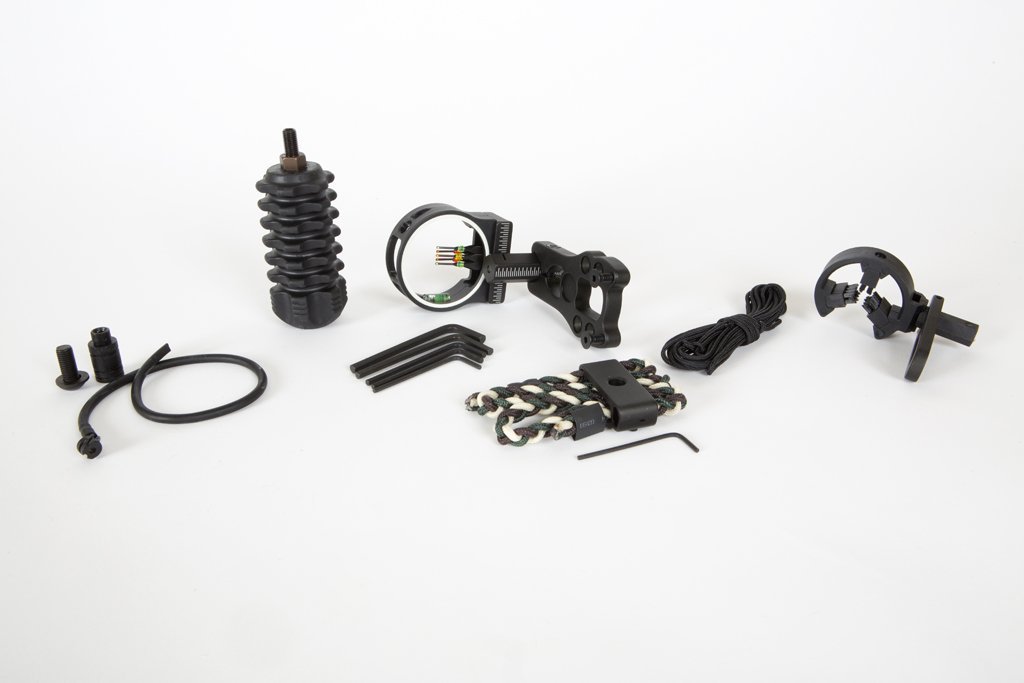 Aketek Upgrade Combo, 5 Pin Bow Sight with Level and Light, Arrow Rest, Stabilizer, Sling, Peep