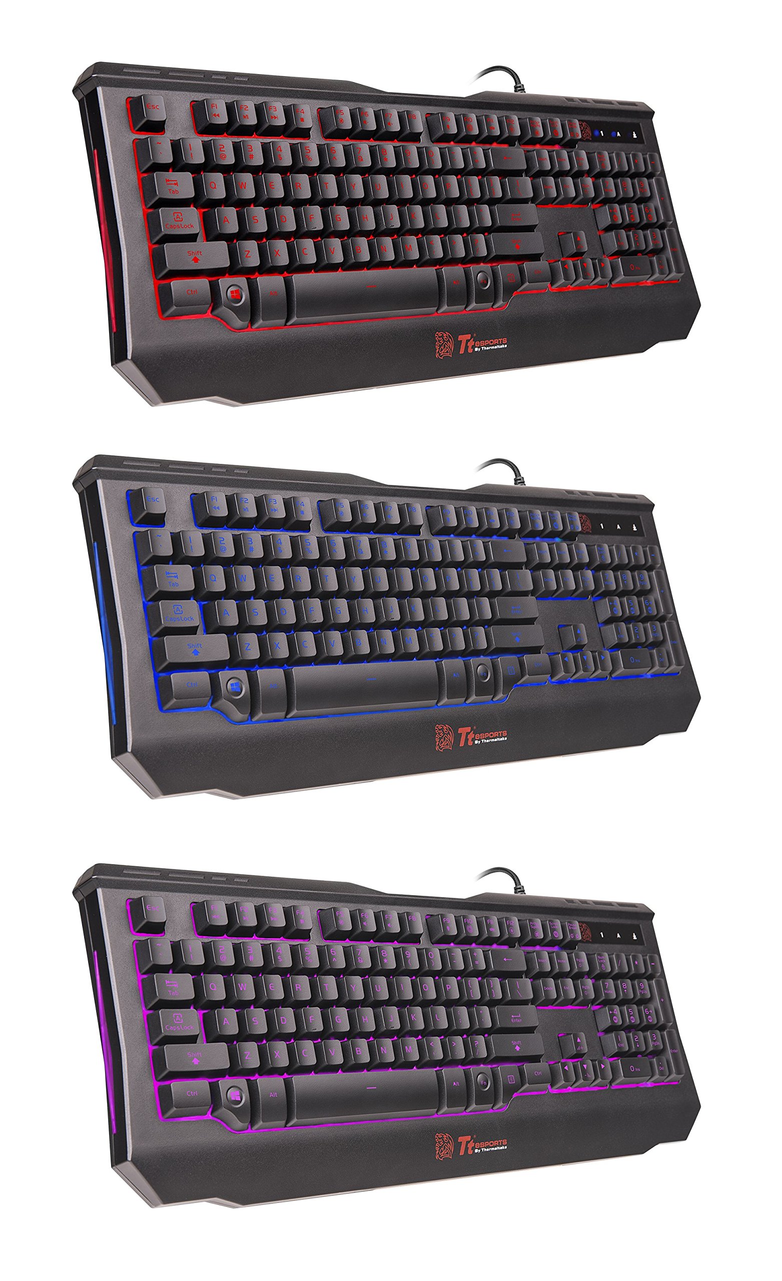 Thermaltake Tt eSPORTS Knucker 4-in-1 3 Color Membrane Keyboard & 2400 DPI Avago 5050 Optical Gaming Mouse & Headset & Mouse Pad Combo Kit KB-GCK-PLBLUS-01
