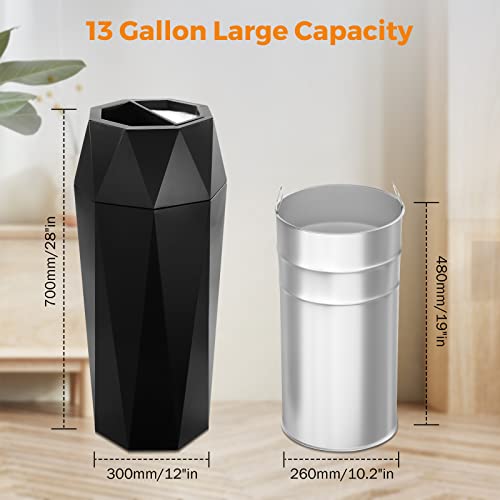 BEAMNOVA Bundle Metallic 15 x 31.5 in + Black 12 * 28 in Commercial Stainless Steel Trash Can Outdoor Indoor Garbage Enclosure with Lid Inside Barrel Heavy Duty Industrial Waste Container