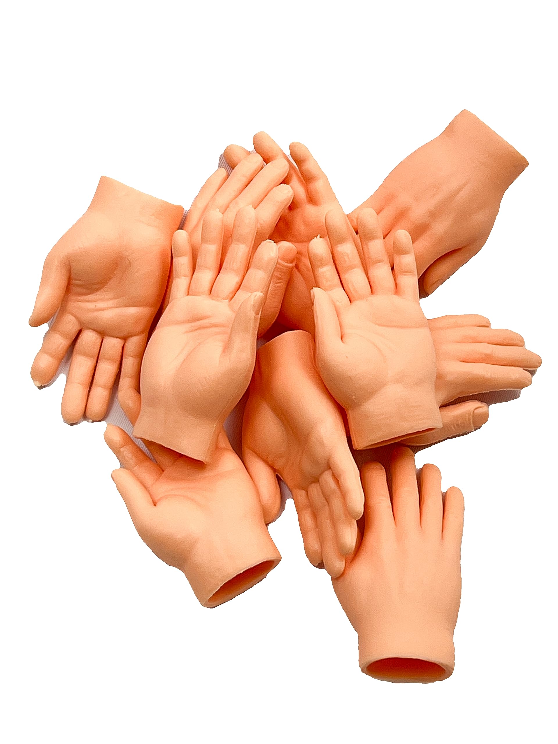 Finger Hands - 10 Pack – Premium Rubber Little Tiny Finger Hands – Fun and Realistic Design – Ideal for Puppet Show, Gag Present, Fun for All Kids!