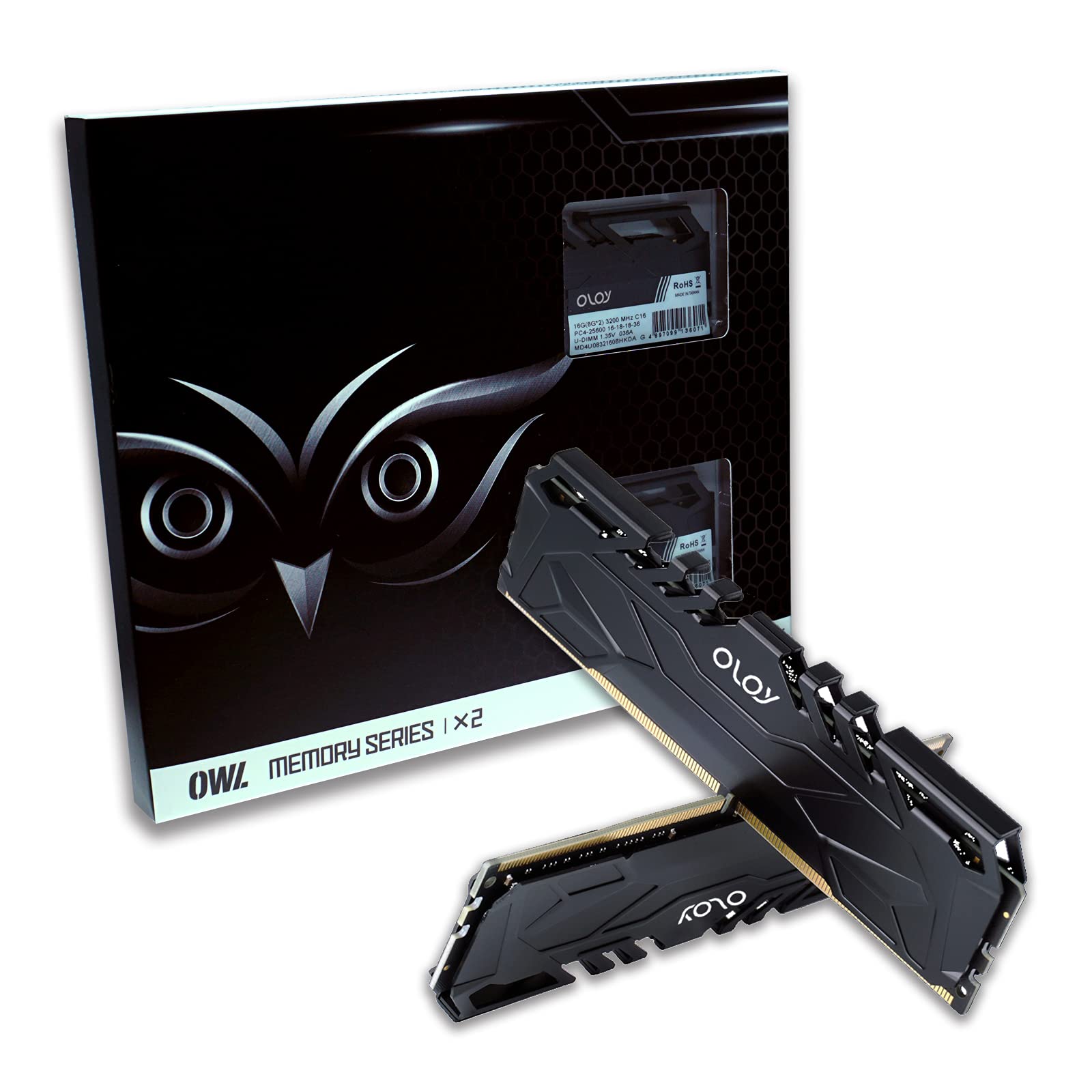 OLOy DDR4 RAM 16GB (2x8GB) 3200 MHz CL16 1.35V 288-Pin Desktop Gaming UDIMM (MD4U0832160BJ0DA)