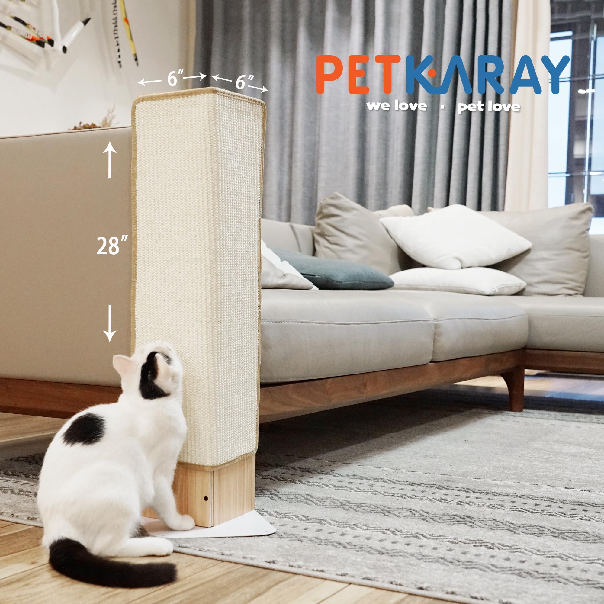 PETKARAY Cat Scratcher, Sisal Corner Scratching Post, Cat Scratch Pad for Indoor Cats, Wall Scratcher Furniture Protector with Catnip (Large Size)