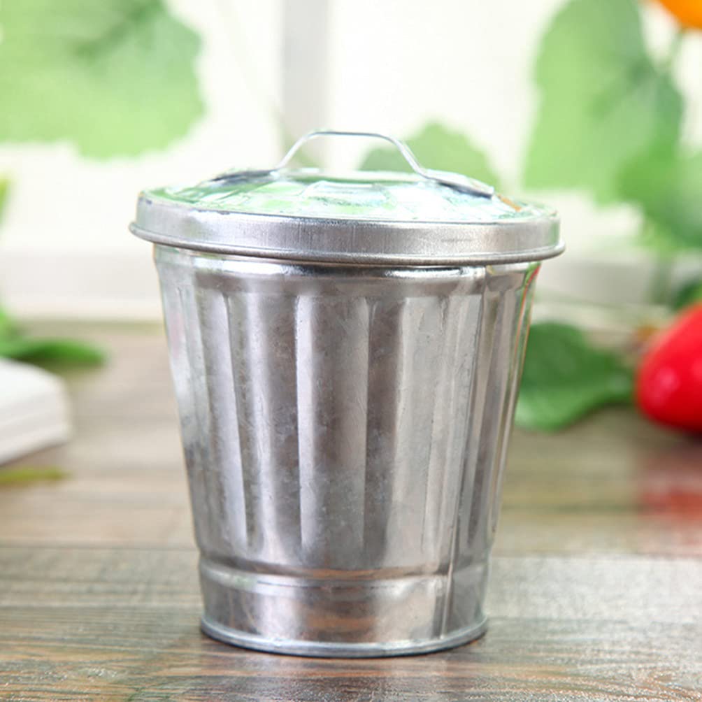 NUOBESTY Desktop Mini Desktop Wastebasket Garbage Bin Waste Paper Basket Trash Can Mini Wastebasket Trash Can Garbage Holder Flower Garbage Container bin Pot Mini Metal Flowerpot ( 1pc )