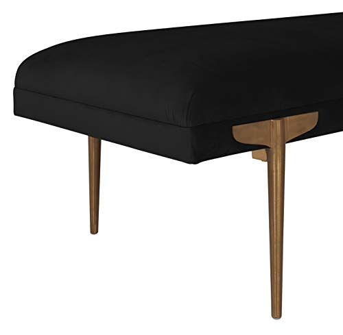 TOV Furniture Brno Glamorous Velvet Upholstered Accent Bench, 53.5"W Black