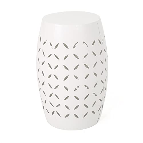 Christopher Knight Home Jorell Indoor Lace Cut Iron Accent Table, White 12.25 in x 12.25 in x 18.0 in