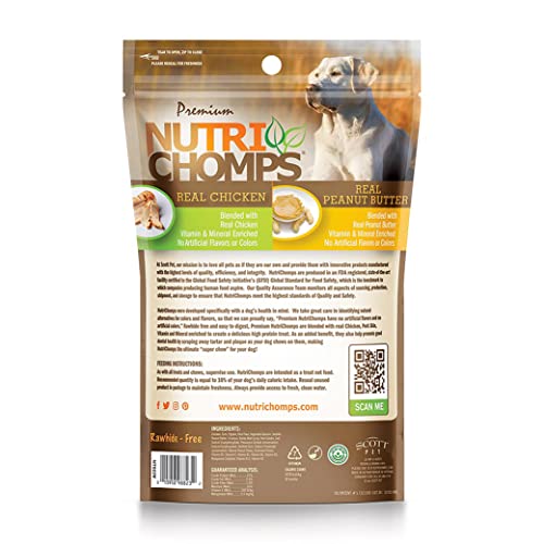 NutriChomps Dog Chews, 6-inch Braids, Easy to Digest, Rawhide-Free Dog Treats, Healthy, 4 Count, Real Peanut Butter Flavor