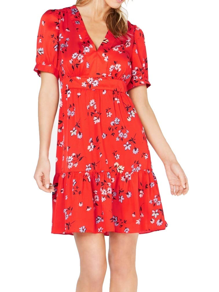 Jill Jill Stuart Women's Dress Bright A-Line Floral Ruffle Red 2