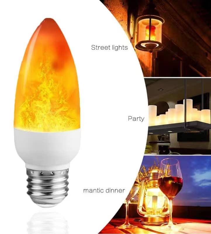 Baeyateda LED Flame Effect Light Bulb E26 Flickering Candle Light Bulbs Atmosphere Lamp for Home Gardens Wedding Party Halloween Christmas 2pcs