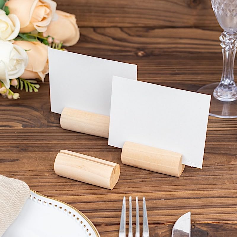 Balsa Circle 10 Natural 2 in Cylindrical Wood Table Number Sign Holders Place Card Stands Party Events Reception Decorations Supplies