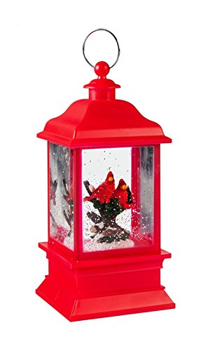 Cypress Home Beautiful Christmas Cardinal Glass LED Water Lantern Table Décor - 4 x 4 x 9 Inches Indoor/Outdoor Decoration for Homes, Yards and Gardens