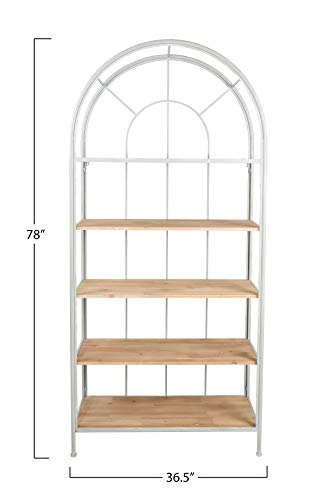 Creative Co-op EC0212 Metal Framed Bookshelf with 5 Wood Shelves Cabinets and Shelf Units, Grey