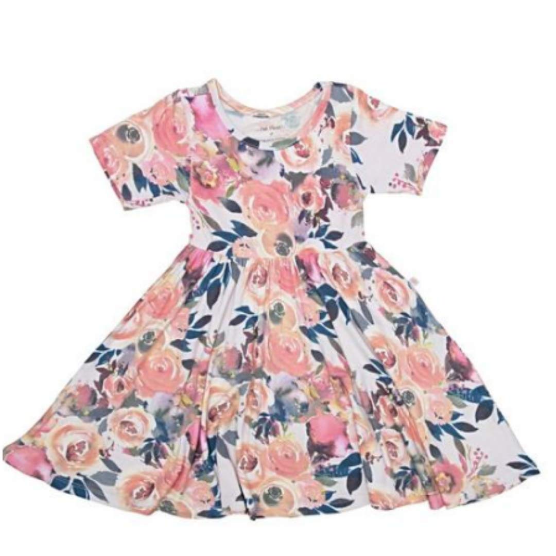 Posh Peanut Little Girls Dresses - Baby Clothes from Soft Viscose from Bamboo - Perfect Kids Summer Dress (Dusk Rose, 5T)