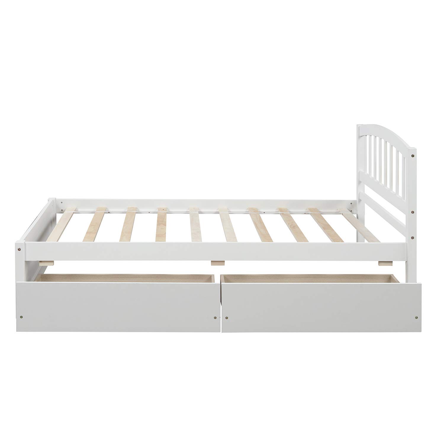 Harper & Bright Designs Twin Storage Bed, Twin Size Platform Bed with 2 Drawers, Wooden Twin Bed with Headboard & Slat Support, No Spring Needed, Twin Bed for Boys, Girls, Teens, Adults(White)