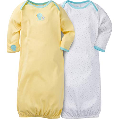 Gerber Baby 2-Pack Gown, New Duck, 0-6 Months