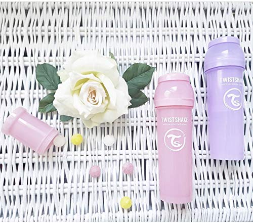Twistshake Anti Colic Baby Bottles - Premium 330ml/11oz Bottles with 100ml Milk Storage Container for a Comfortable Feeding Experience for Baby Care - Pastel Grey