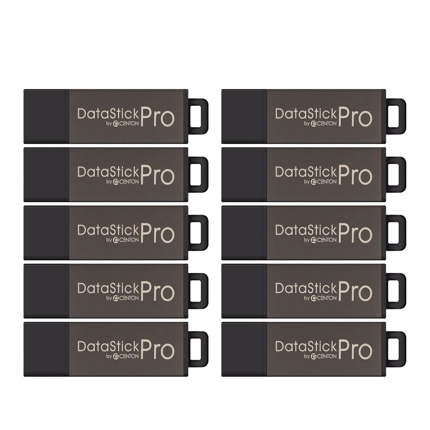 Centon Electronics DataStick Pro USB 2.0 Flash Drive, 2 GB, 50 USB Flash Drives, 50 Bulk Pack, Grey