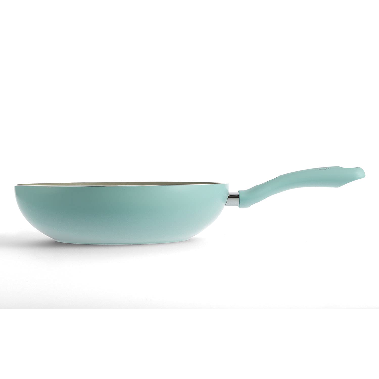 Greenpan Green Chef Deep Wok Pan, 11.0 inches (28 cm), IH Compatible, Ceramic Finish, Non-Stick Interior and Exterior for Easy Cleaning, Non-Toxic Materials, Earth Color, Mint Green