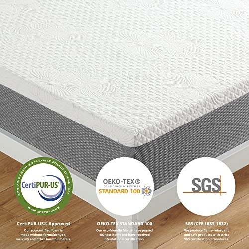 Olee Sleep 9 Inch Ventilated Gel Infused Memory Foam Mattress, CertiPUR-USĀ® Certified, Gray, Full