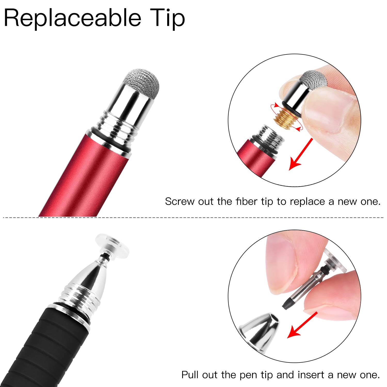 Waysse 3 Stylus Pens for Touch Screens, Capacitive Pen High Sensitivity & Fine Point, Universal Stylus with Clear Disc for iPhone X/8/8plus iPad/iPad Pro/iPad Mini and All Capacitive Touch Screens