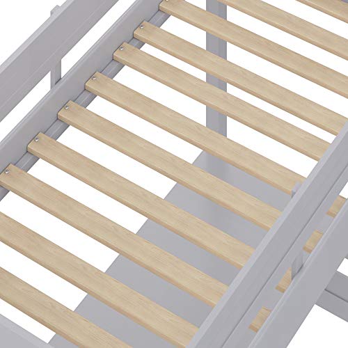 DHP Dorel Living Harlan Wood Bed with Ladder and GuardRail, Twin, Gray Loft