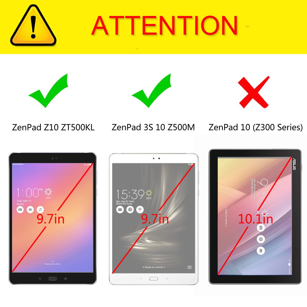 Fintie Case for Asus ZenPad 3S 10 Z500M / Z10 ZT500KL - Multi-Angle Viewing Folio Stand Cover with Pocket for ZenPad 3S 10 / Verizon Z10 9.7-Inch Tablet (Black)
