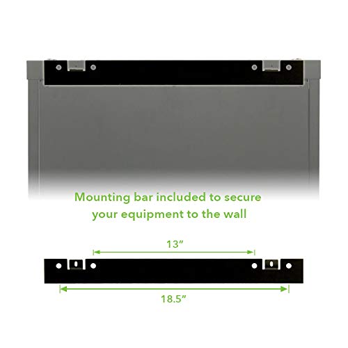 NavePoint 18U Deluxe IT Wallmount Cabinet Enclosure 19-Inch Server Network Rack with Locking Glass Door 16-Inches Deep Black with Shelves