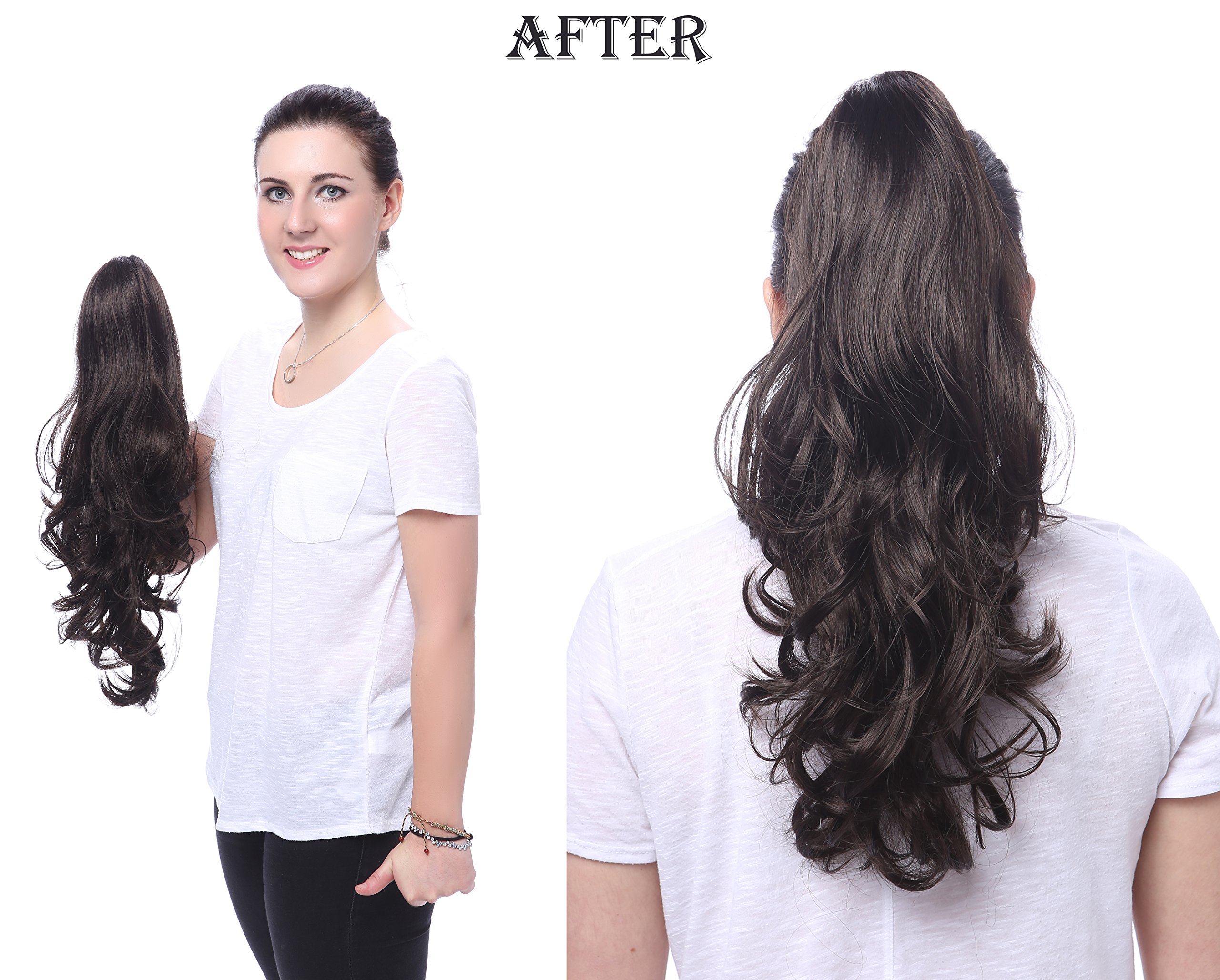 OneDor 20" Curly Synthetic Clip In Claw Drawstring Ponytail Hair Extension Synthetic Hairpiece 190g with a jaw/claw clip (R1488H)