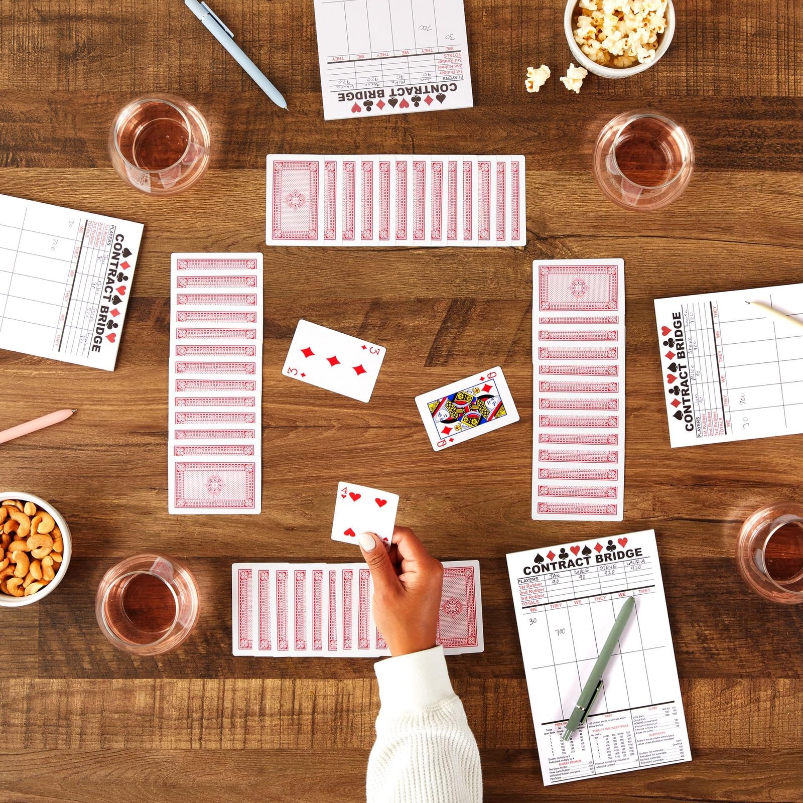 Best Paper Greetings 250 Sheets Contract Bridge Score Pads and Tallies, Game Scoring Cards Supplies, Large Print with Trick Values (5 Notepads)