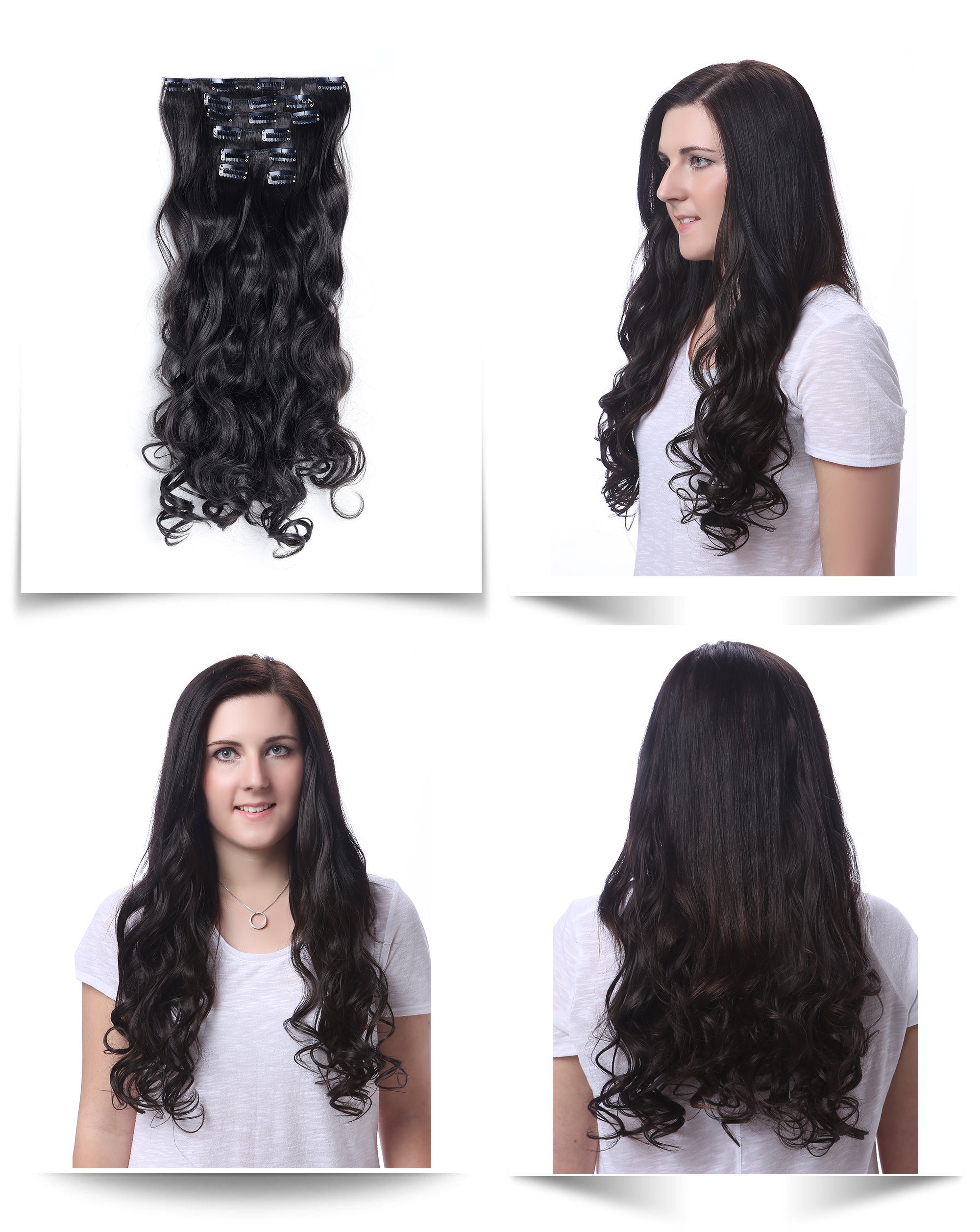 OneDor® 20" Curly Full Head Clip in Synthetic Hair Extensions 7pcs 140g (25#-light Golden Blonde)