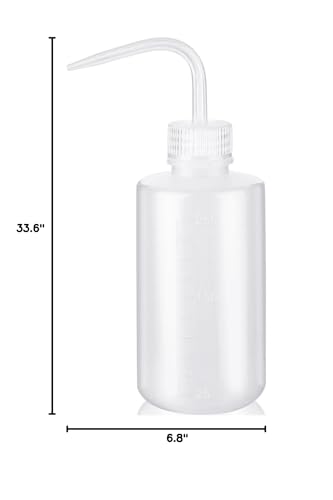 Valchoose Plastic Squeeze Bottle Leak Proof, 250ml | 8.5oz White Wash Bottle Chemical, LDPE, Safety, Medical with Narrow Mouth Scale Labels for Succulent Tattoo Label Watering (1 Bottle)