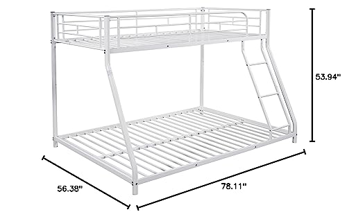 EMKK Twin Over Full Metal Bunk Bed,Metal Bunk Bed, Twin Over Full Size Beds with Sturdy Guard Rail & Ladder, Space-Saving/Noise-Free,Metal Bunkbed