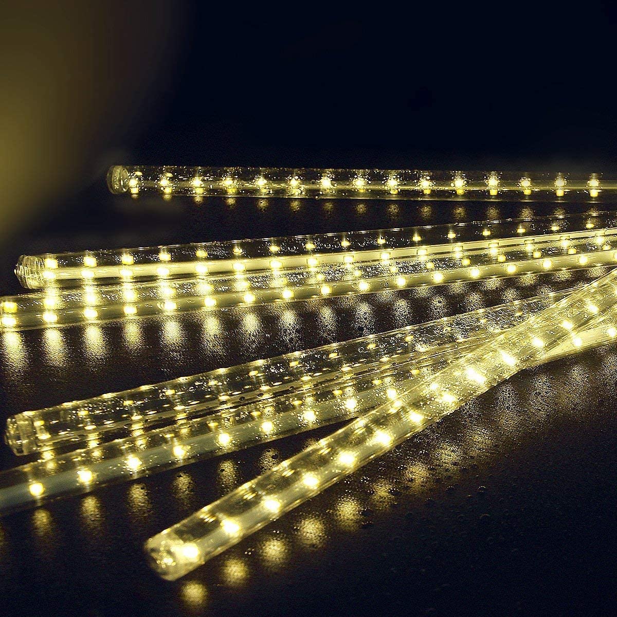 LED Rain Light 30cm 10 Tubes 300 LED High Brightness Outdoor Christmas Lights Cascading Icicle String Light for Indoor Outdoor Wedding Garden Tree Home Decor, Green