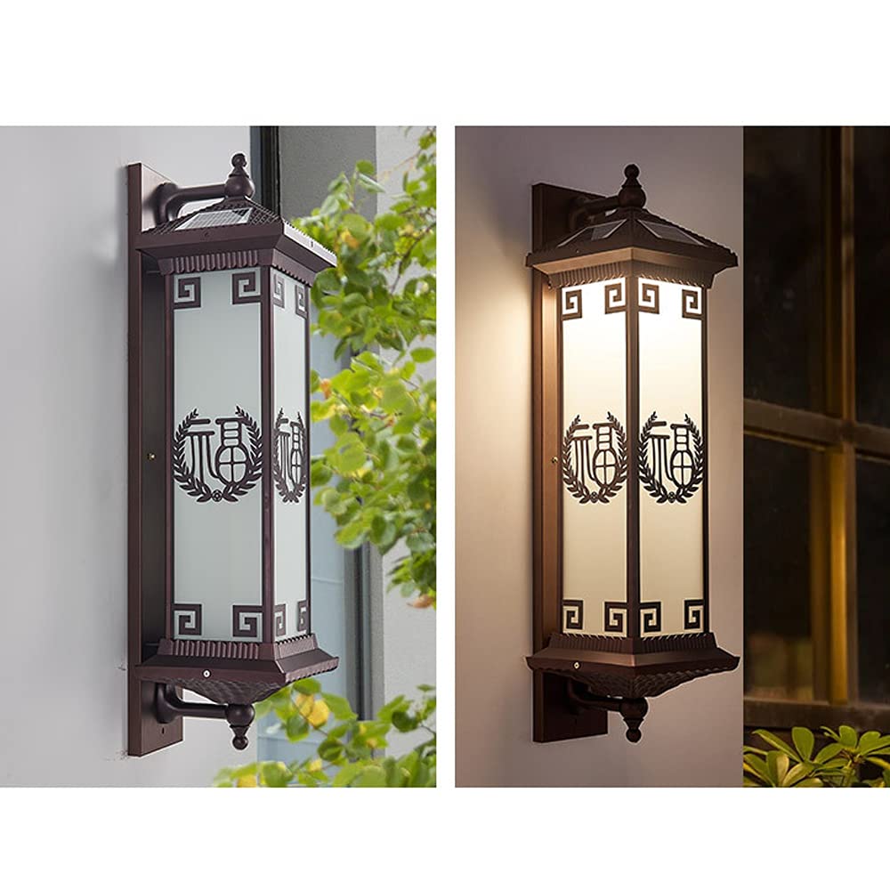 CHENBAI Rectangle Solar Wall Sconce Solar Decorative Porch Lights Chinese Outdoor IP43 Waterproof Garden Lights Auto On/Off Solar Exterior Wall Lights Villa Garden Home Led Fence Solar Lamp