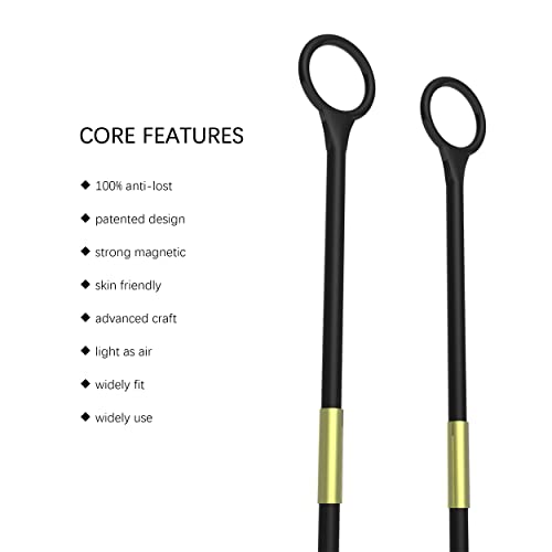 cobcobb Looper Wireless Earbuds Anti-Lost Strap Magnetic Cord for Stemless Wireless Headphone TOZO Bose JBL Beats Skullcandy Samsung(Black 2Pack)