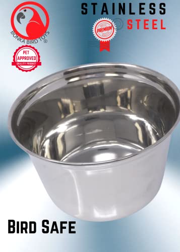Bonka Bird Toys 800129 Stainless Steel Water/Seed Cup 32oz Cage Feed Bowl