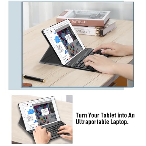 FINTIE Keyboard Case for iPad 6th / 5th Generation (2018/2017), iPad Air 2 / Air 1 (9.7 Inch) - Slim Shell Stand Cover w/Magnetically Detachable Wireless Bluetooth Keyboard, Black