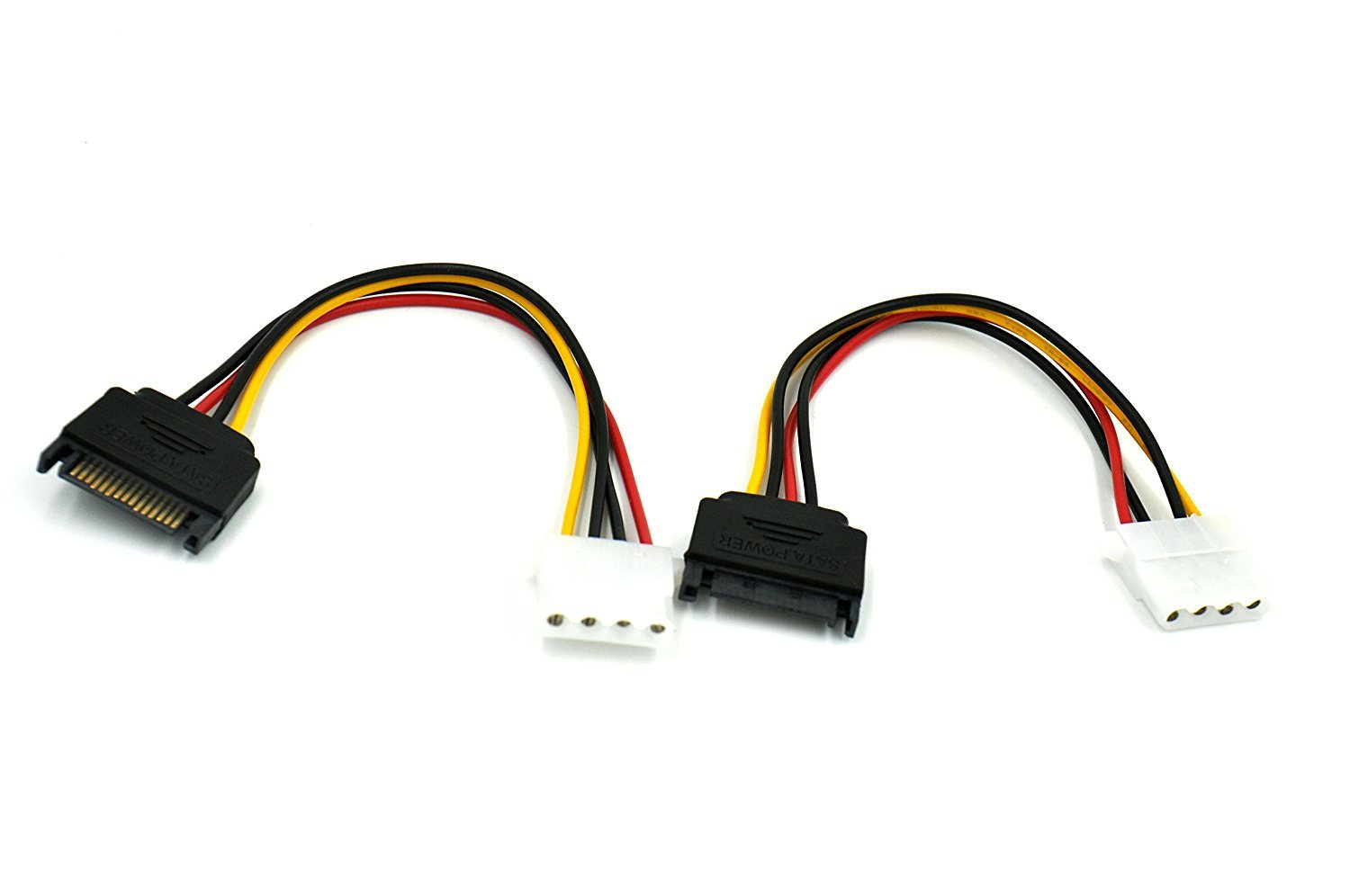 LIQUN SATA Power Adapter Cable 2Pack SATA 15-pin Male to 4-pin Molex Female Power Adapter Cable for IDE Hard Drive 0.66Ft/0.20m