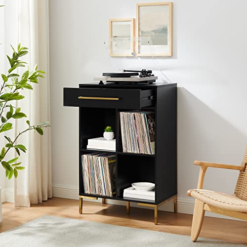 Crosley Furniture Juno Record Storage Cube Bookcase, Black