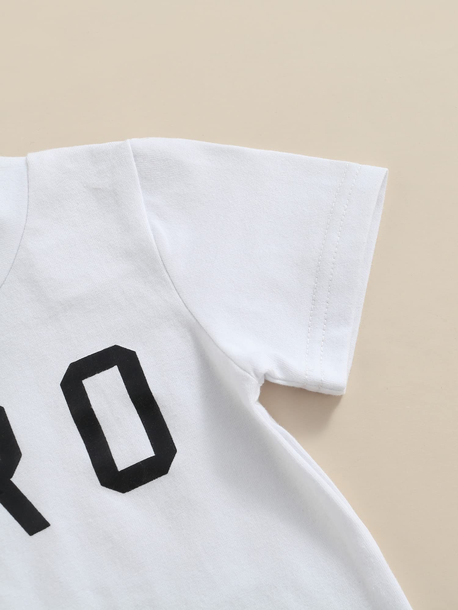 Baby Boys Clothes Sets Short Sleeve Letter Printed T-Shirt Tops + Solid Color Short Pants (White, 0-3 Months)