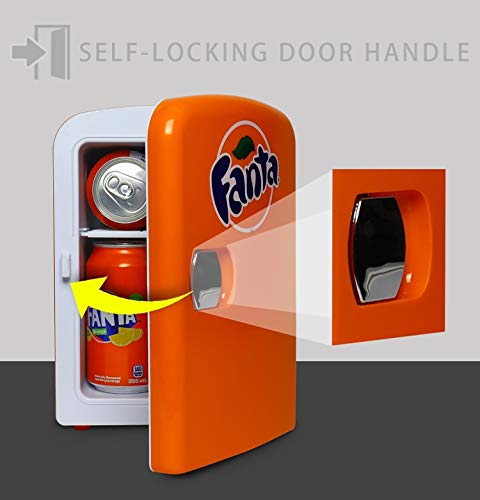 Coca-Cola Fanta FA04 4 Liter/4.2 Quarts 6 Can Portable Mini Cooler/Fridge for Food, Beverages, Orange