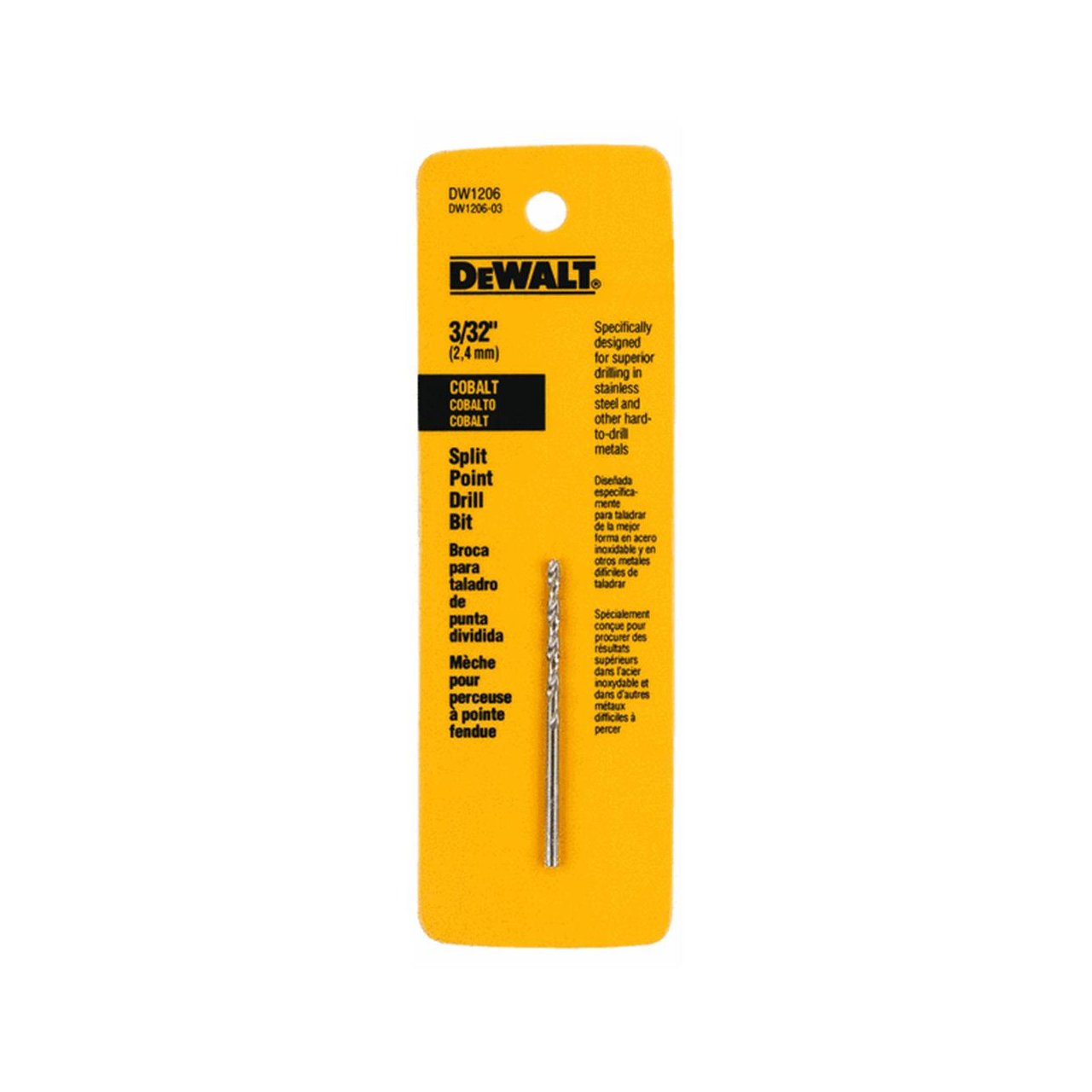 DEWALT DW1206 3/32-Inch Cobalt Alloy Split Point Twist Drill Bit