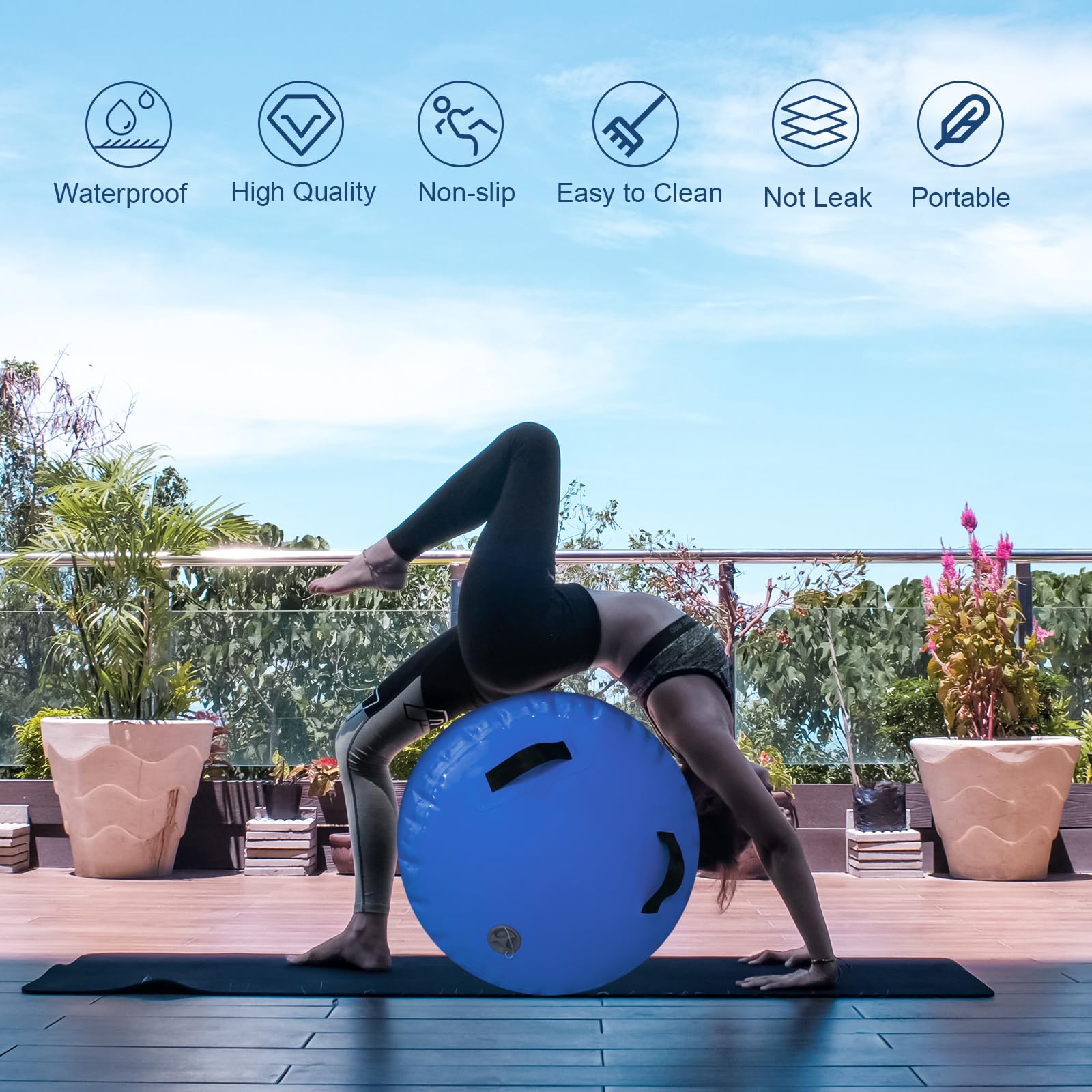 AKSPORT Air Roller Gymnastics Air Barrel for Backbends and Back Handsprings Exercise Training with Electric Air Pump for Home Use/Yoga/Cheerleading/Tumbling/Back Walkovers