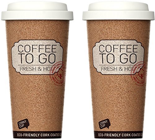 Life Story Corky Cup Reusable 16 oz Insulated Travel Mug Coffee Thermos (2 Pack)