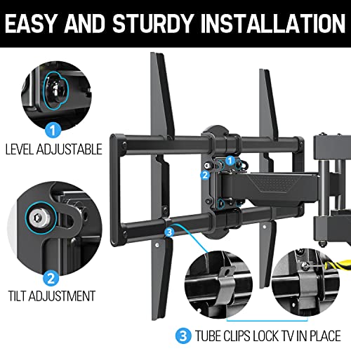 Mounting Dream Full Motion TV Mount for 42-75 inch TVs, TV Wall Mount Bracket with Dual Articulating Arms, Fits 12β / 16β Wood Studs with VESA 600x400mm up to 100lbs