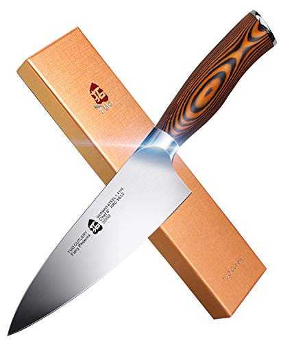 TUO Chef Knife- Kitchen Chefs Knife - High Carbon German Stainless Steel Cutlery - Rust Resistant - Pakkawood Handle - Luxurious Gift Box Included - 6 - Fiery Phoenix Series